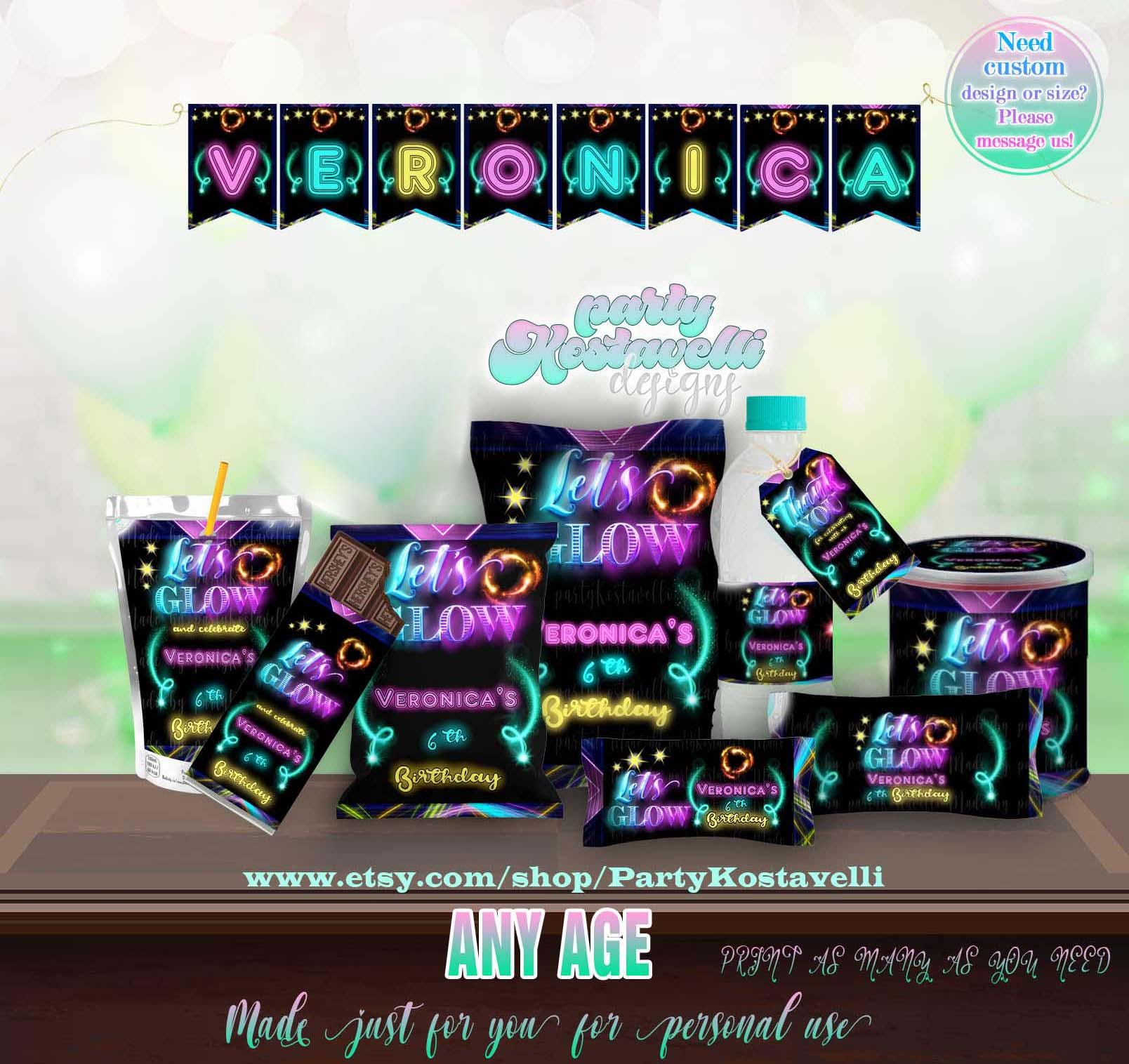 Neon Glow Birthday Banner: Custom Fluorescent Party Decor (digital ...