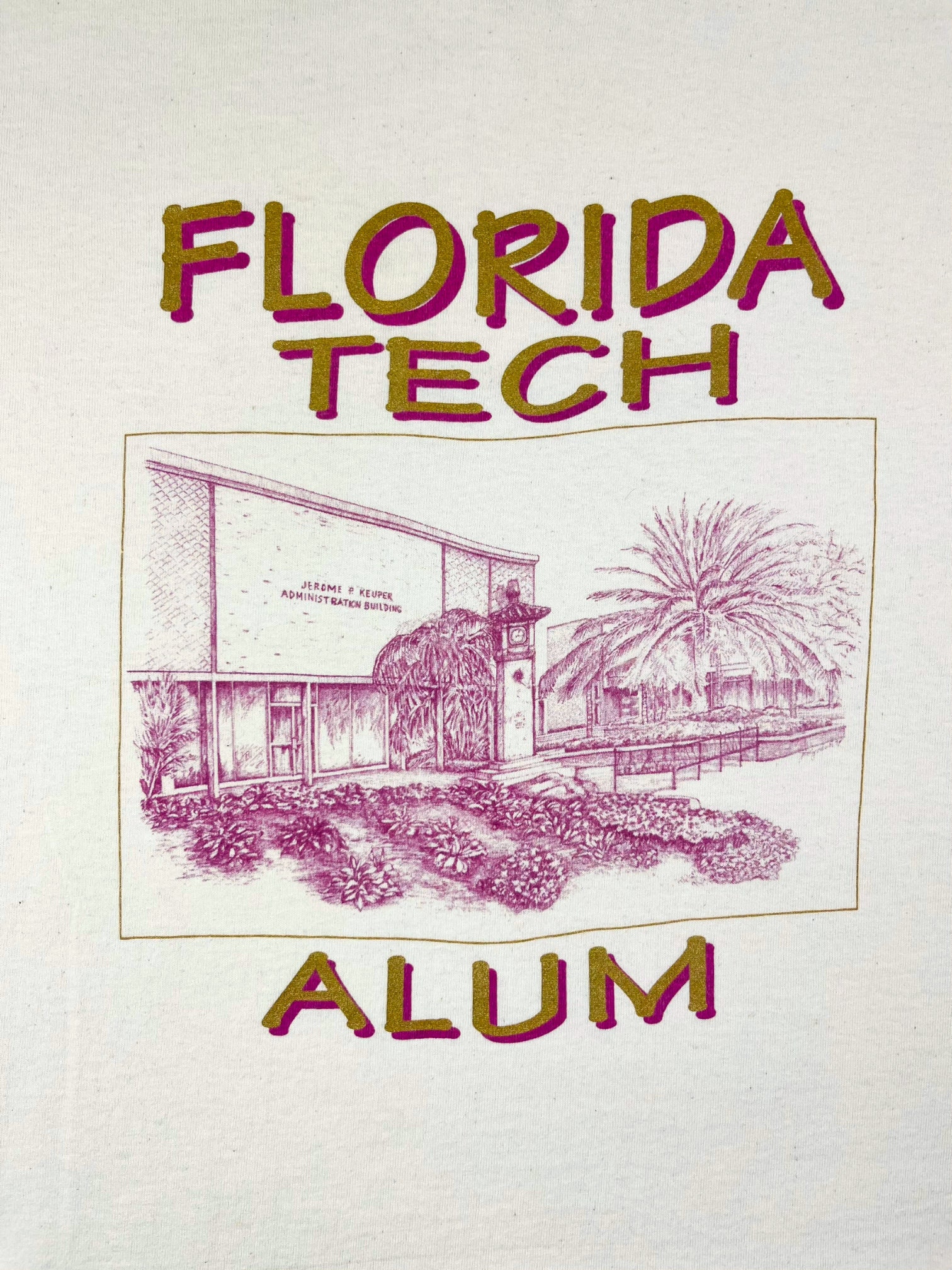 Florida Tech University Tee Vintage Florida Beige Color T-shirt Size L ...