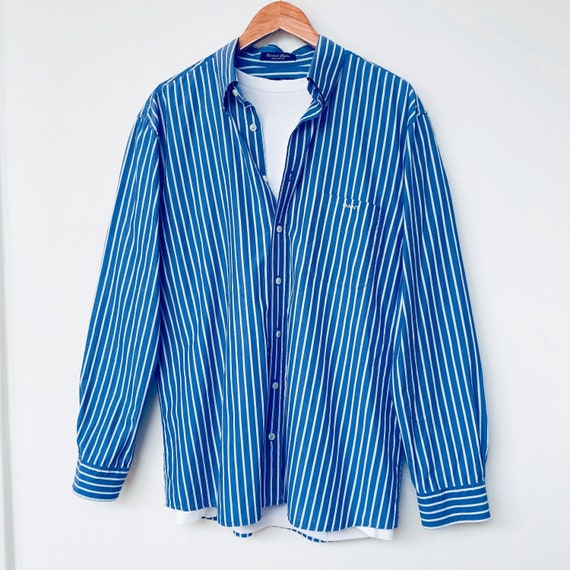 Gant Oxford chemise pour homme Chemise Gant Bleu Rayé - Etsy France