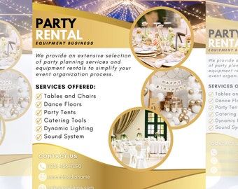 Party Rental Flyer, Party Planning, DIY Flyer, Canva Template ...