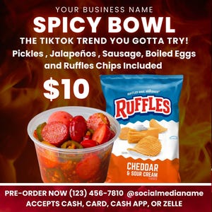 Spicy Bowl Flyer Template | Canva Editable Food Flyer | Viral Tiktok ...
