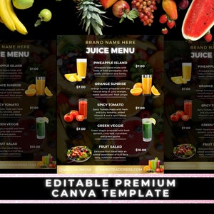Juice Menu, Drinks Menu Template, Bar Menu, Canva Template, Bartender ...