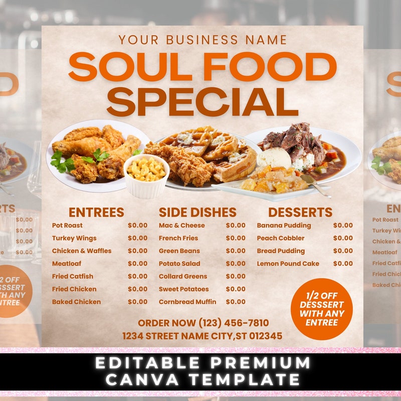 Soul Food Menu Template - Etsy