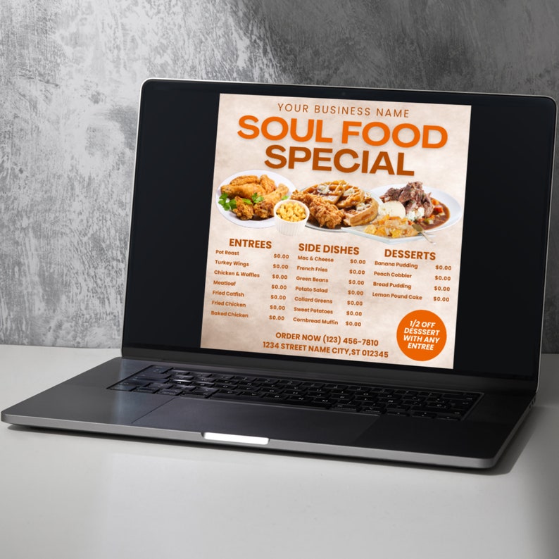 Soul Food Flyer, Soul Food Menu, Dinner Menu, Dinner Special Flyer ...