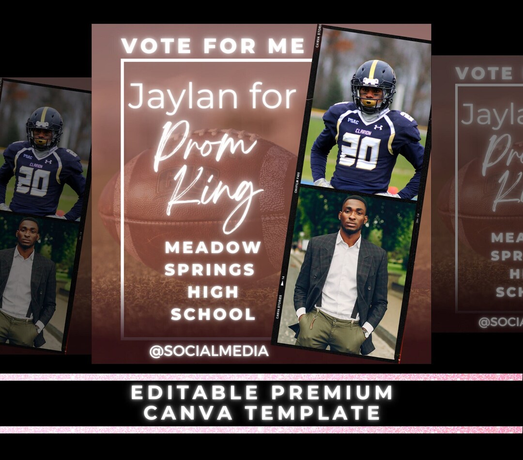 Prom King Flyer, Prom Flyer, Vote for Me, Canva Template, Campaign ...