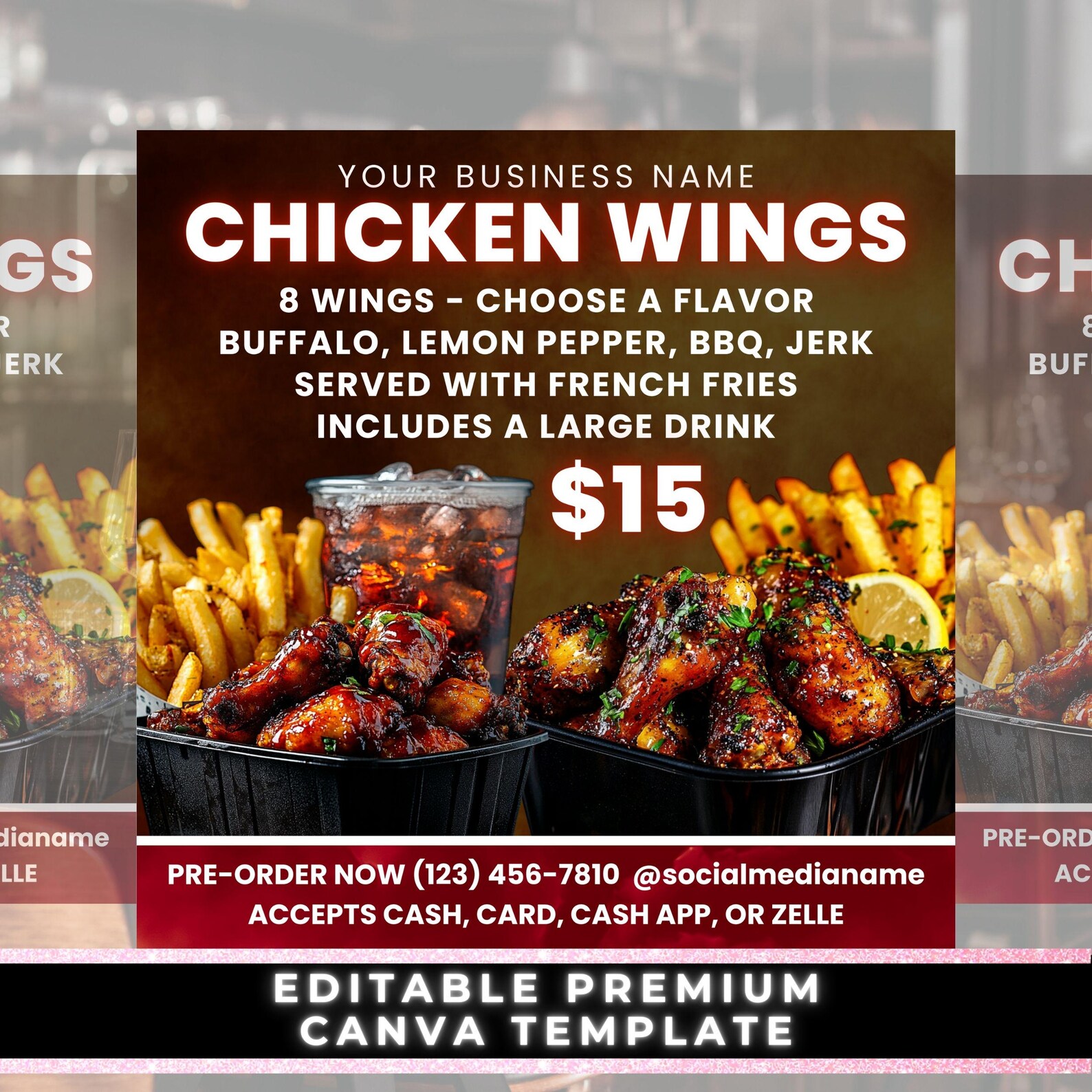 Chicken Wings Menu, Dinner Sale Flyer, Dinner Special, Dinner Menu ...
