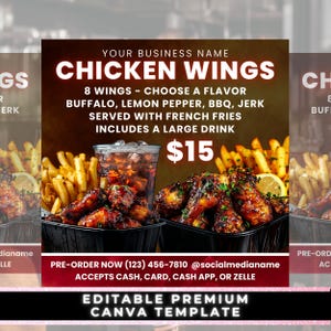 Chicken Wings Menu, Dinner Sale Flyer, Dinner Special, Dinner Menu ...