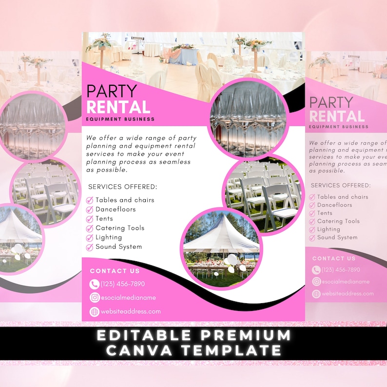 Party Rental Flyer, Party Planning, DIY Flyer, Canva Template ...