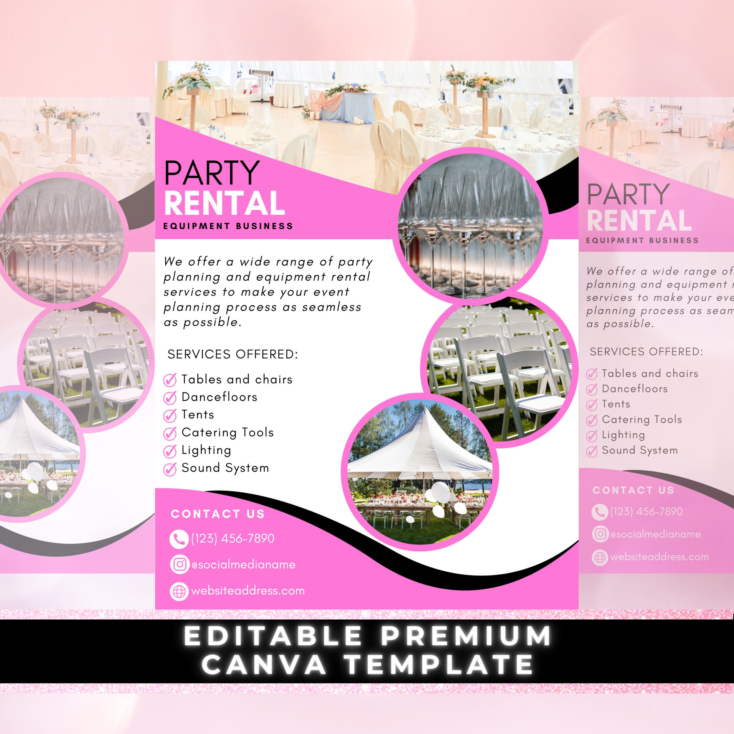 Party Rental Flyer, Party Planning, DIY Flyer, Canva Template ...