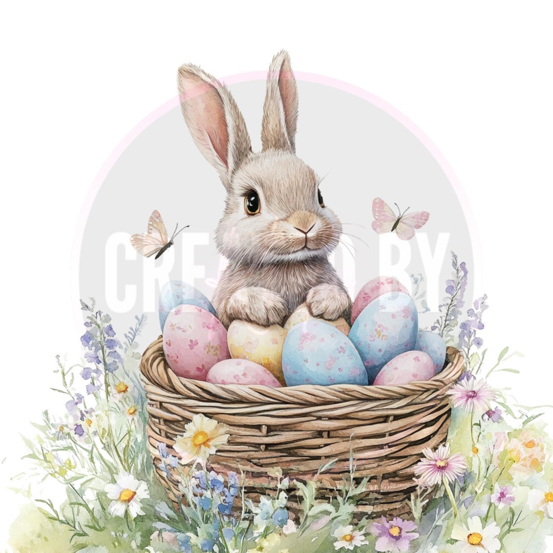 5 Easter Bunny Clipart, Easter Basket, Easter Clipart, Bunny With ...