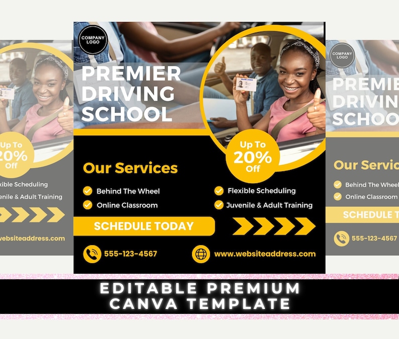 Driving School Flyer, Canva Template, DIY Flyer, Drivers Ed, Business ...