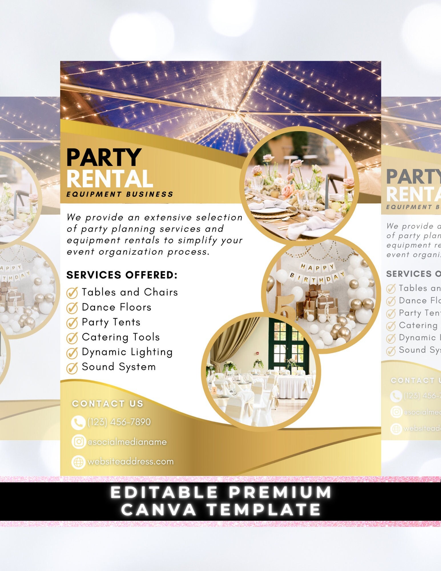 Party Rental Flyer, Party Planning, DIY Flyer, Canva Template ...