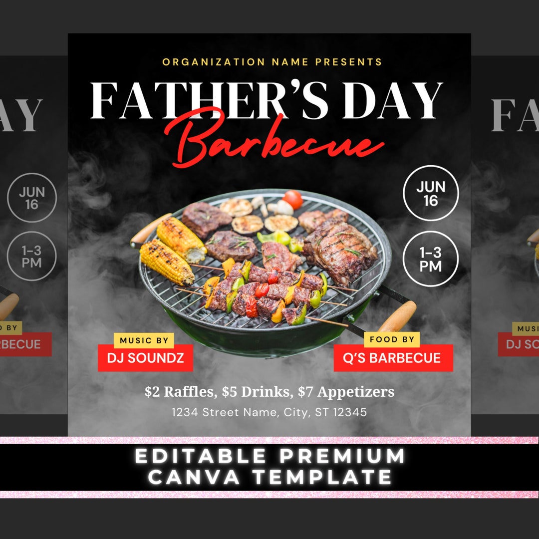 Fathers Day Bbq Flyer, Fathers Day Event, BBQ Invitation, Fathers Day ...