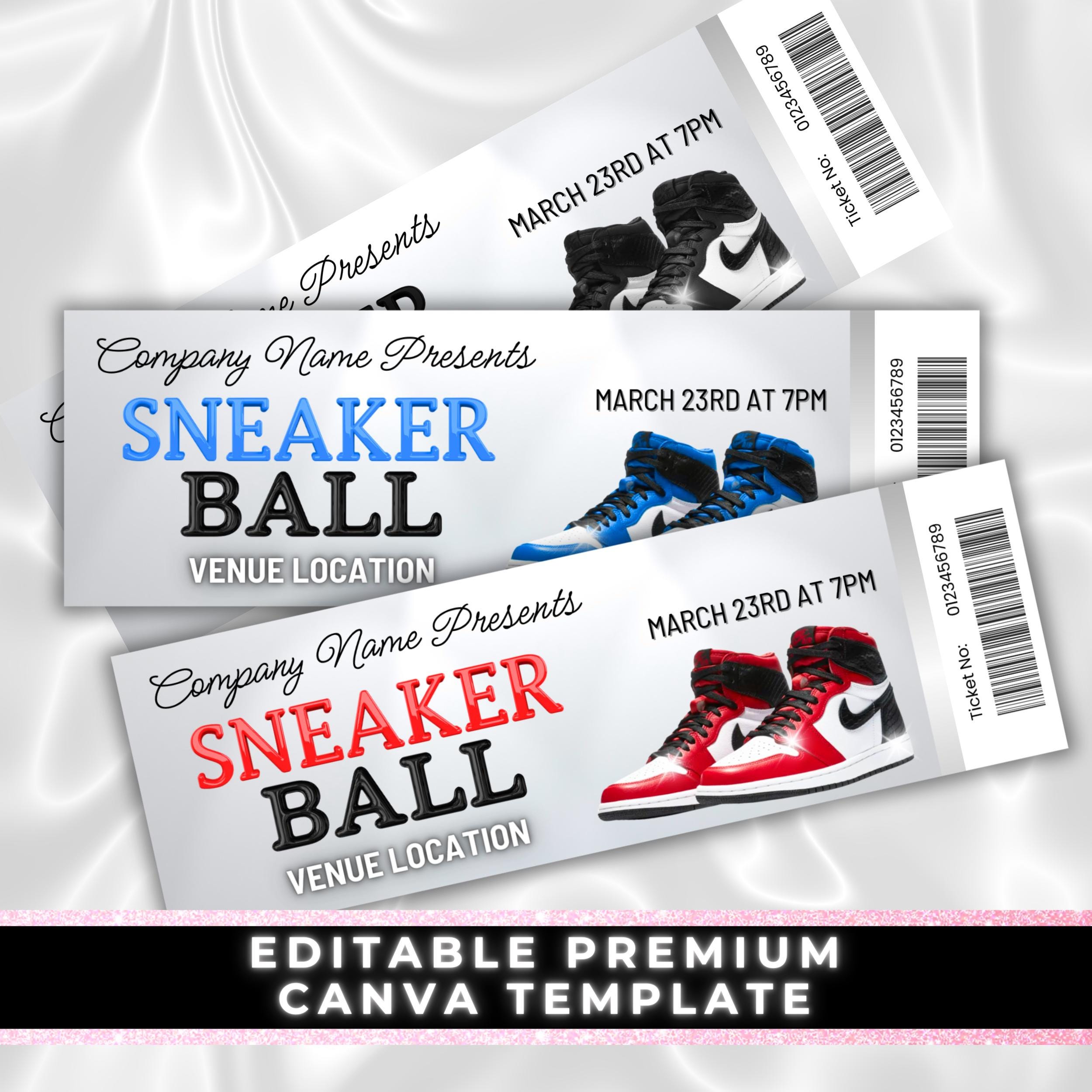 Sneaker Ball Ticket,ticket Template, Ticket Stub, Party Tickets, Party ...