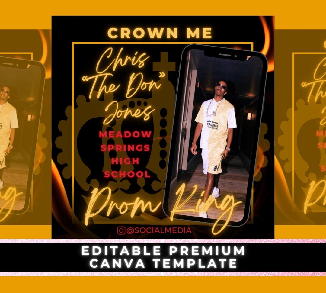 Prom King Flyer, Video Flyer, Prom Flyer, Vote for Me, Canva Template ...