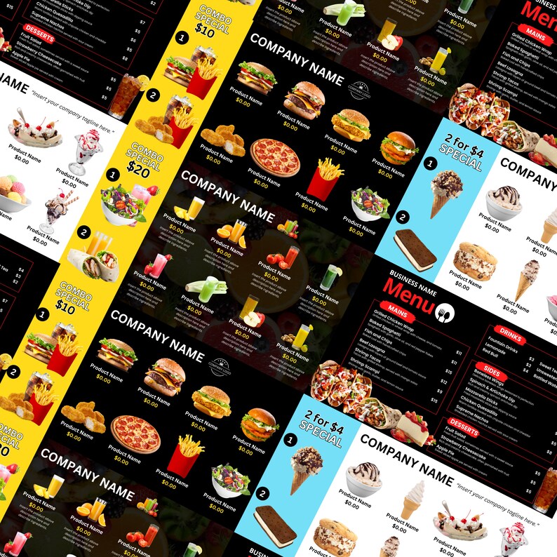 Food Menu Bundle, Menu Template, TV Menu Board, TV Menu Template, Food ...