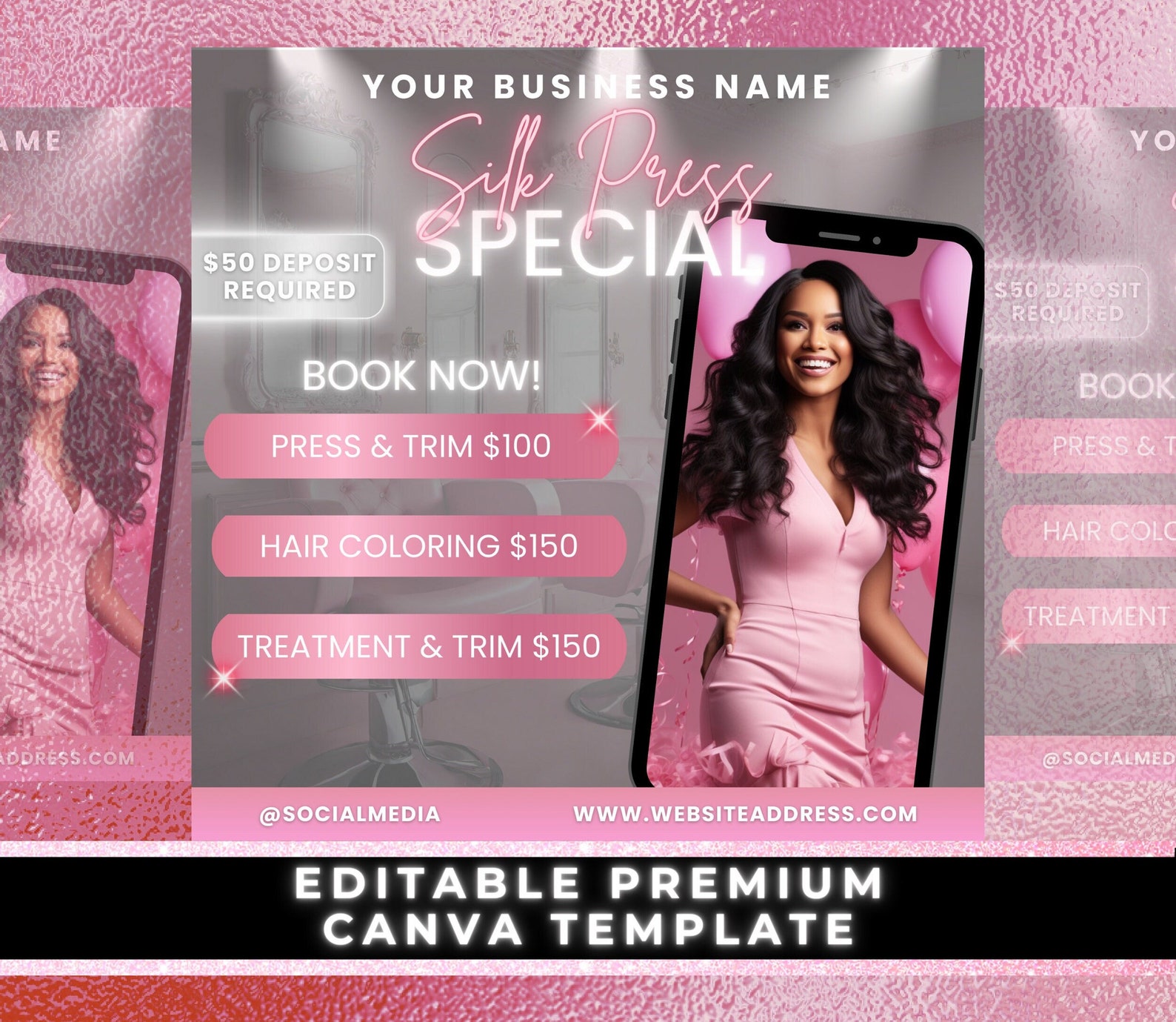 Silk Press Flyer, Hair Special Flyer, Hair Salon Flyer, Natural Hair ...