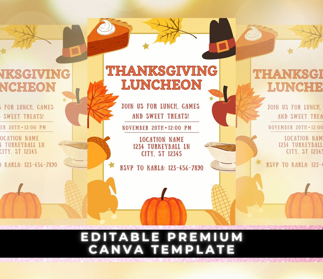 Thanksgiving Lunch Invitation, Thanksgiving Luncheon, Thanksgiving ...