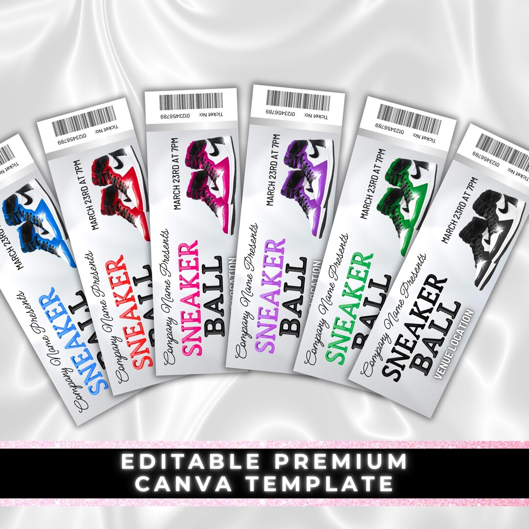 Sneaker Ball Ticket,ticket Template, Ticket Stub, Party Tickets, Party ...