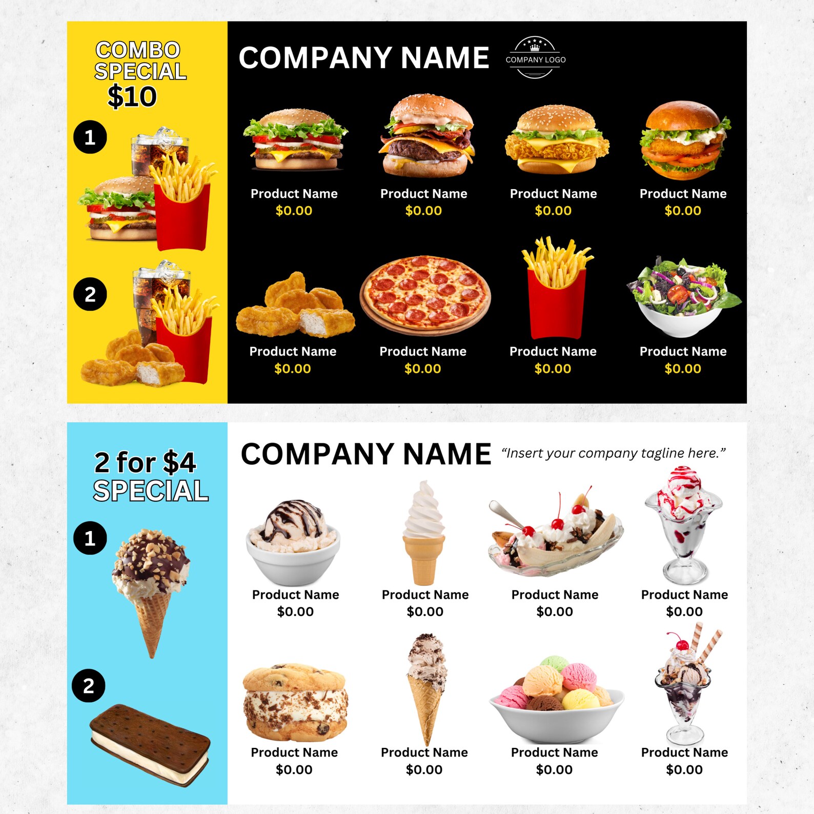 Food Menu Bundle, Menu Template, TV Menu Board, TV Menu Template, Food ...
