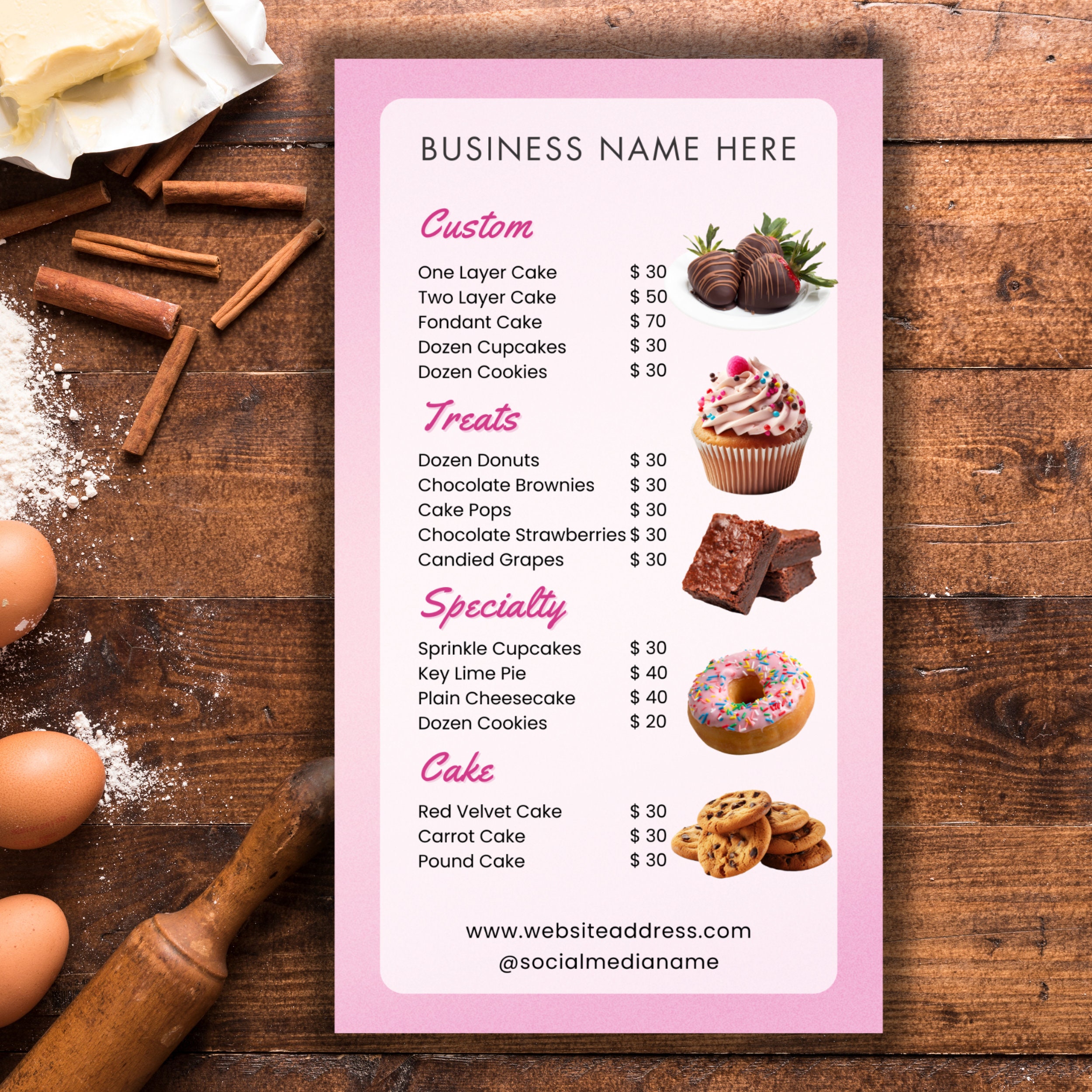 Price List for Treats, Treats Menu, Bakery Business, Bakery Menu, Bake ...