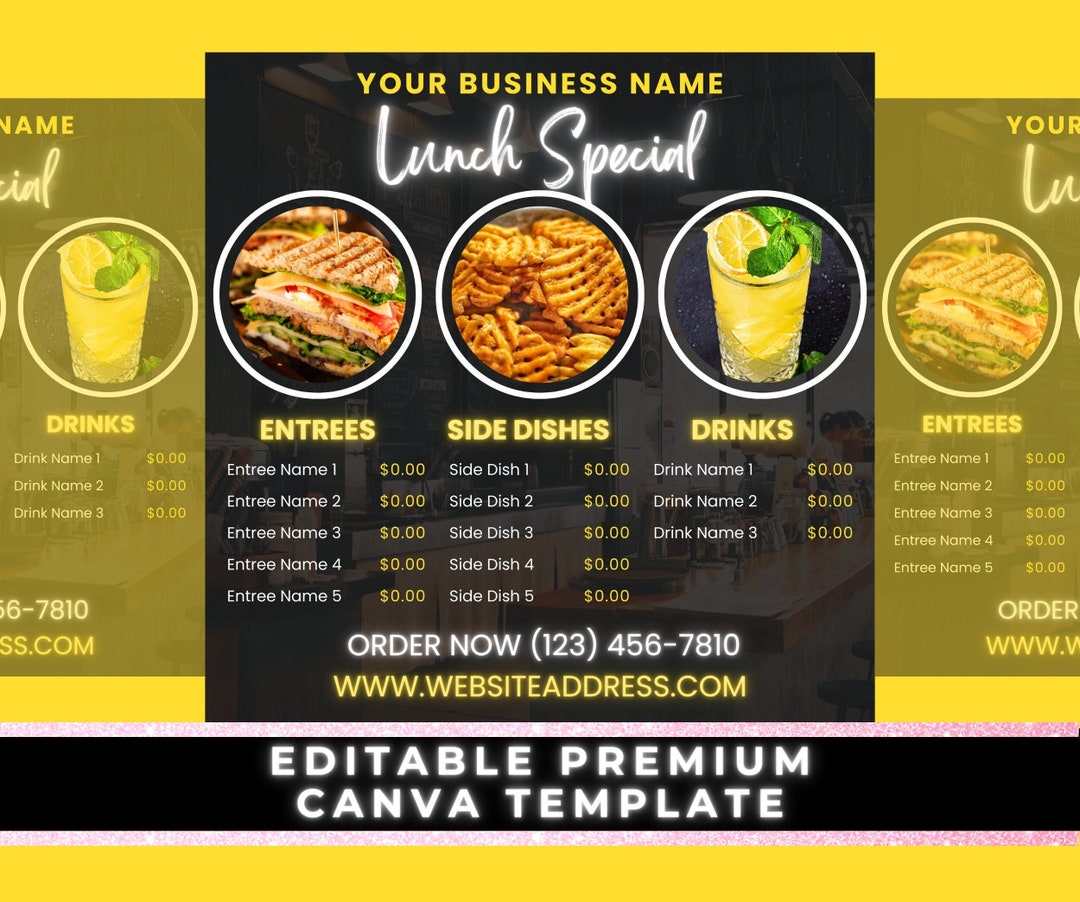 Lunch Sale Flyer, Lunch Special, Lunch Menu, Flyer for Restaurant, Food ...