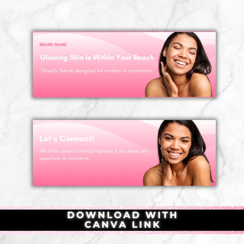 Skincare Website Banner Templates, Pink Canva Beauty Brand Graphics and ...