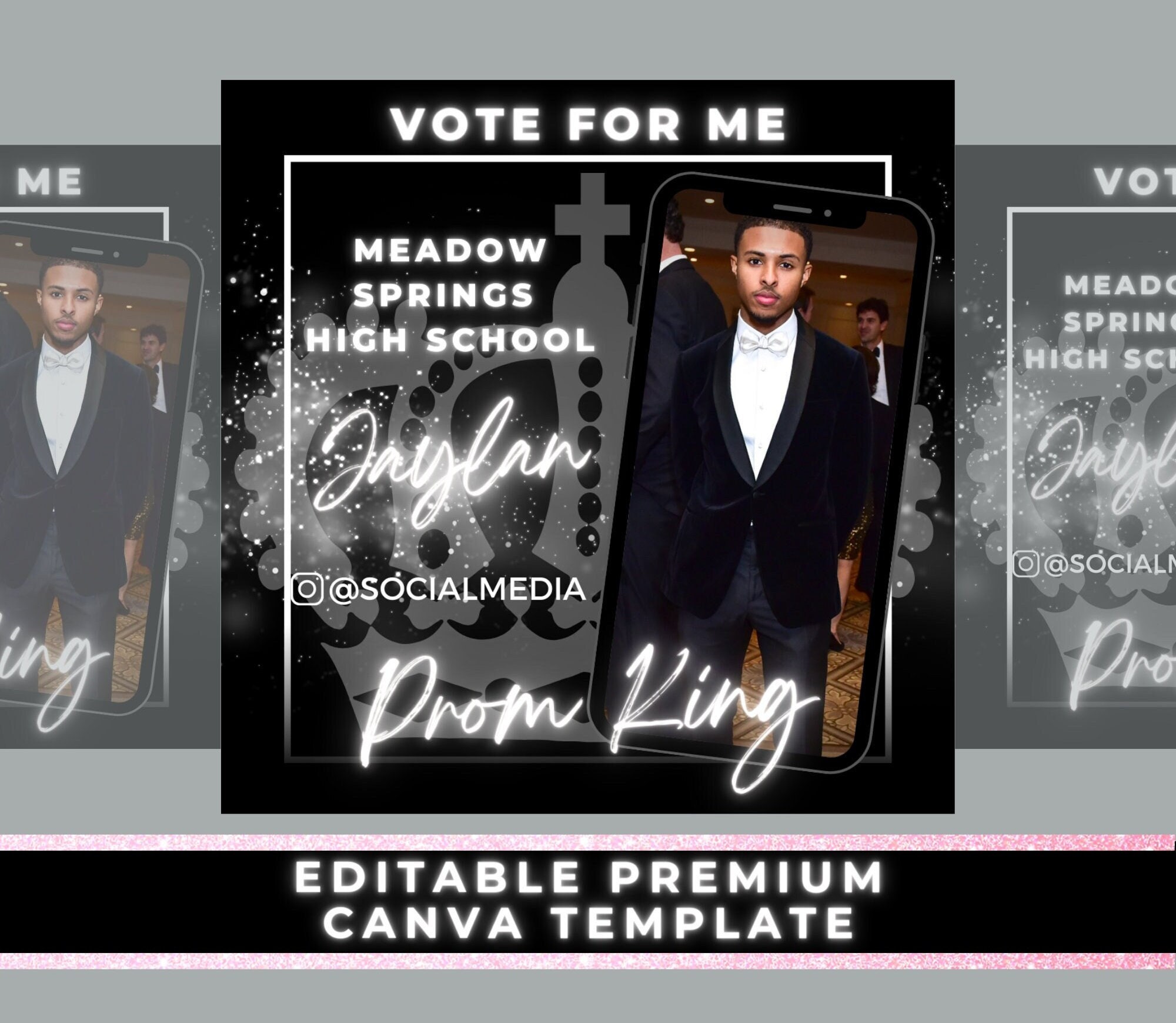Prom King Flyer, Prom Flyer, Vote for Me, Canva Template, Campaign ...