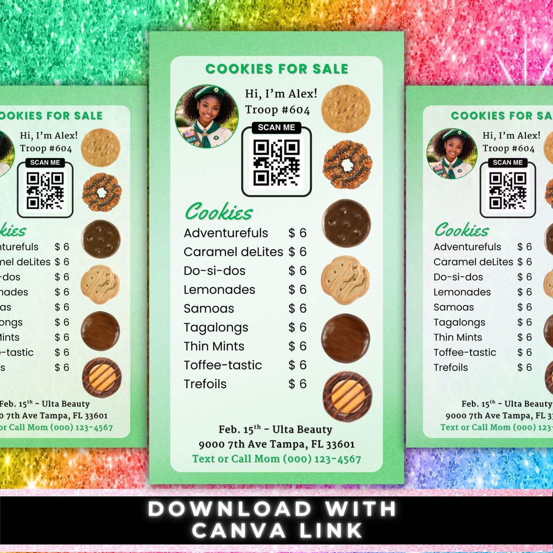 Girl Scout Cookie Price List Template, Girl Scout Cookie Flyer, Canva ...