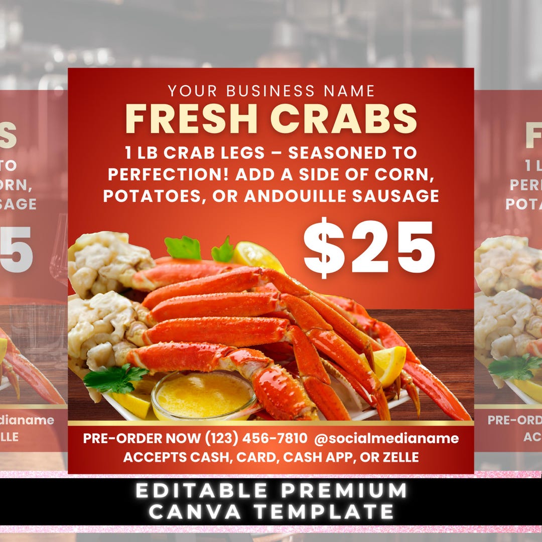 Crab Legs Flyer: Seafood Boil Menu, Dinner Special (digital) - Etsy