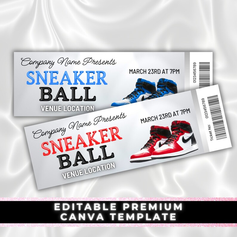 Sneaker Ball Ticket Ticket Template, Ticket Stub, Party Tickets, Party ...