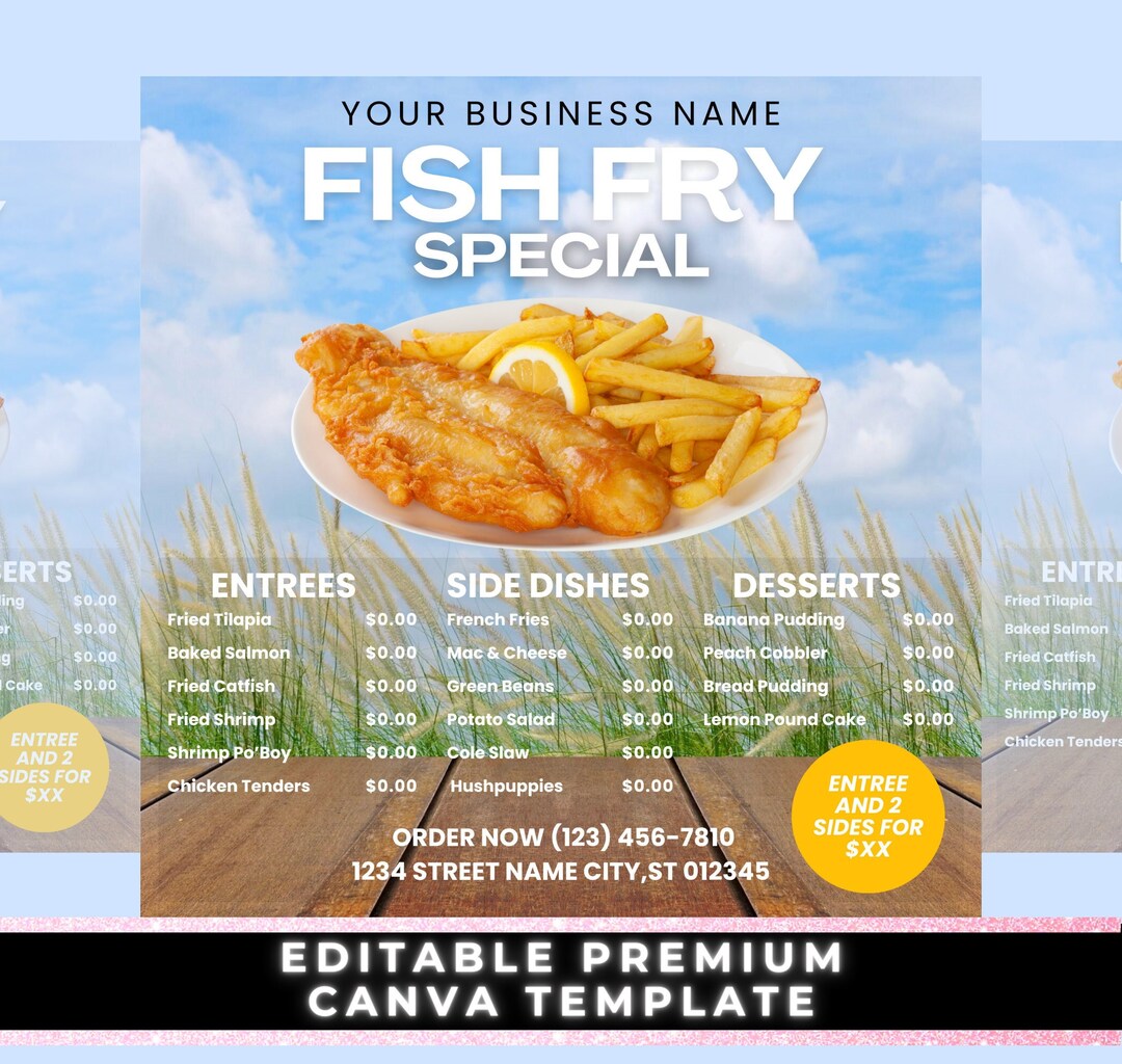Fish Fry Flyer, Fish Fry Birthday Invitation, Fish Fry Template ...