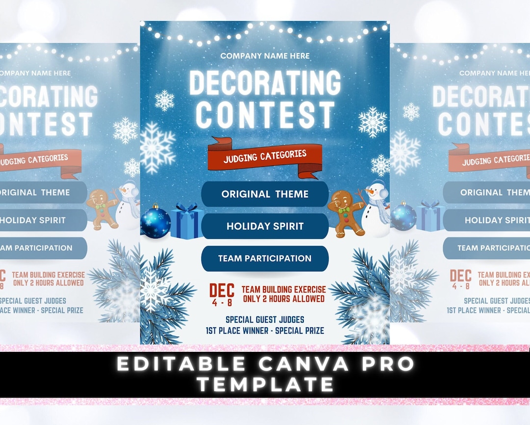 Christmas Decorating Contest Flyer, Flyer Template, Canva Template ...