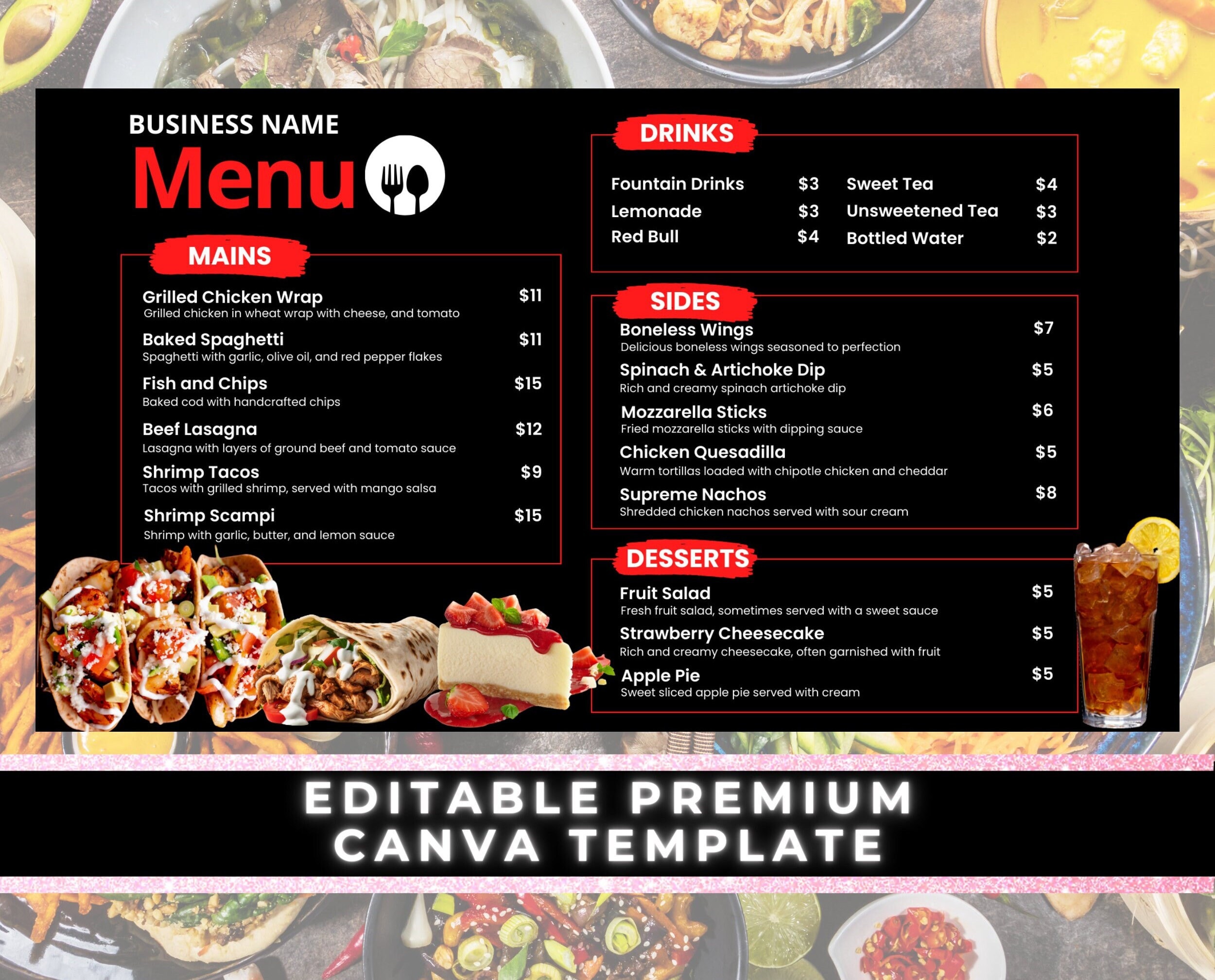 Food Menu, Menu Template, TV Menu Board, TV Menu Template, Food Menu ...