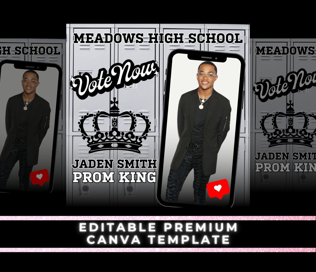 Prom King Flyer, Prom Flyer, Vote for Me, Canva Template, Campaign ...