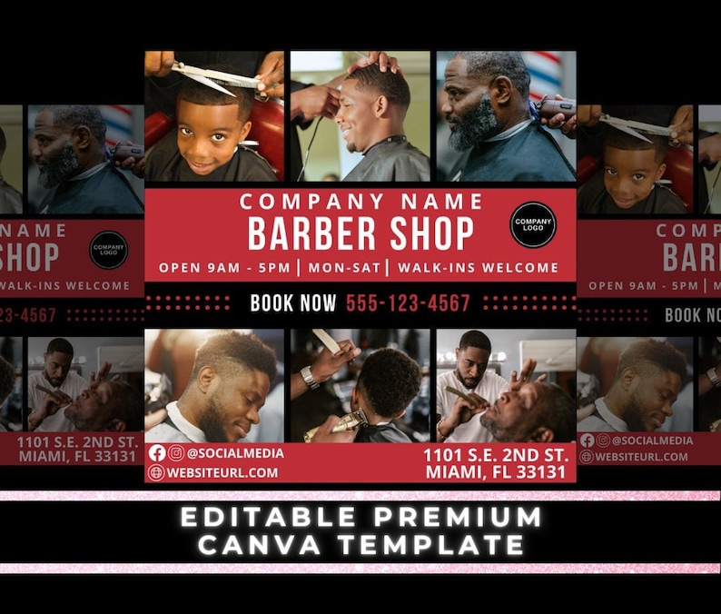 Barber Shop Flyer, Haircut Flyer, Canva Template, Booking Flyer, DIY ...