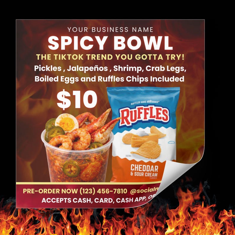 Seafood Spicy Bowl Flyer Template | Canva Editable Food Flyer | Viral ...