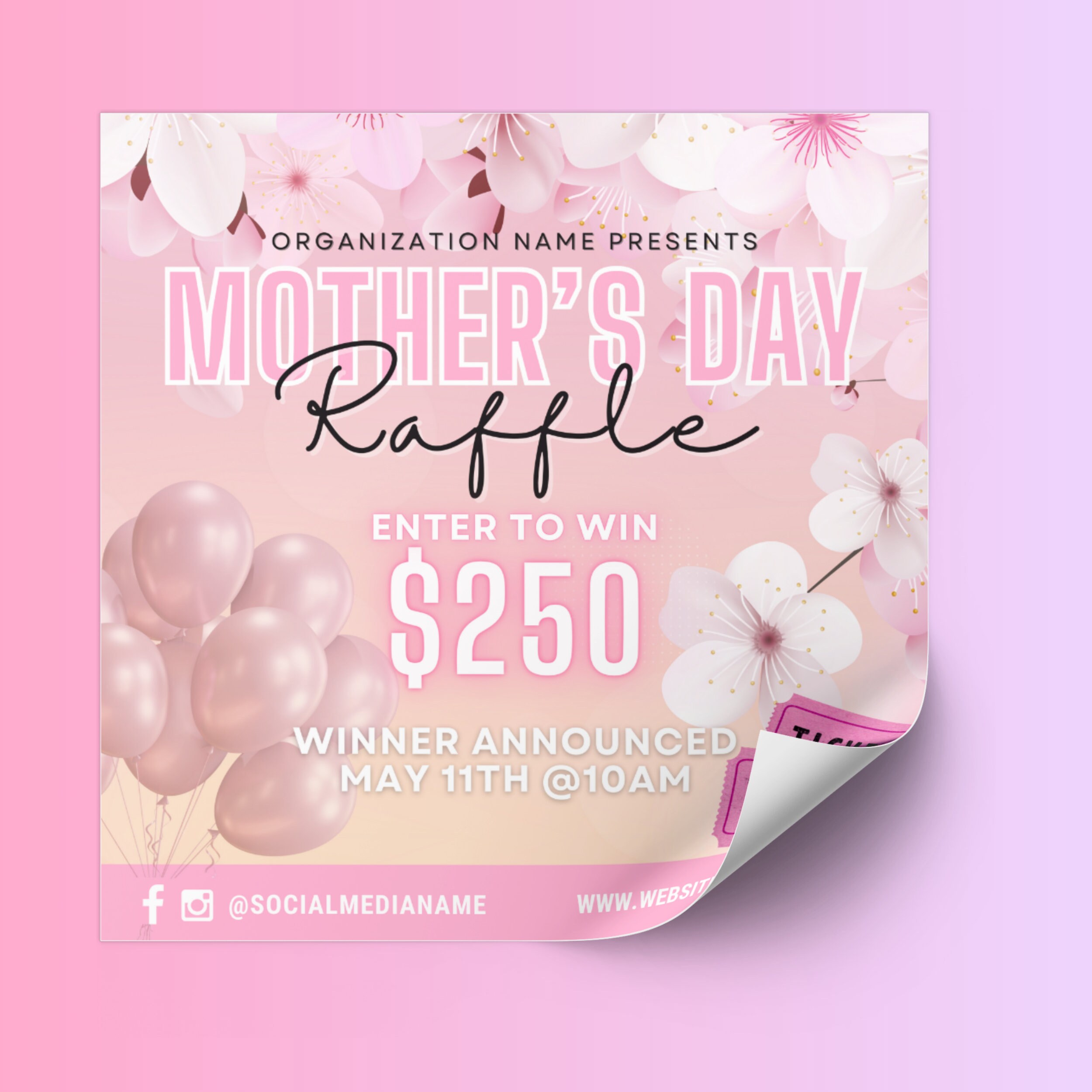 Mothers Day Giveaway Flyer, Mother Day Flyer, Giveaway Flyer, Raffle ...
