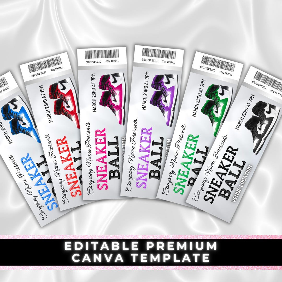Sneaker Ball Ticket,ticket Template, Ticket Stub, Party Tickets, Party ...