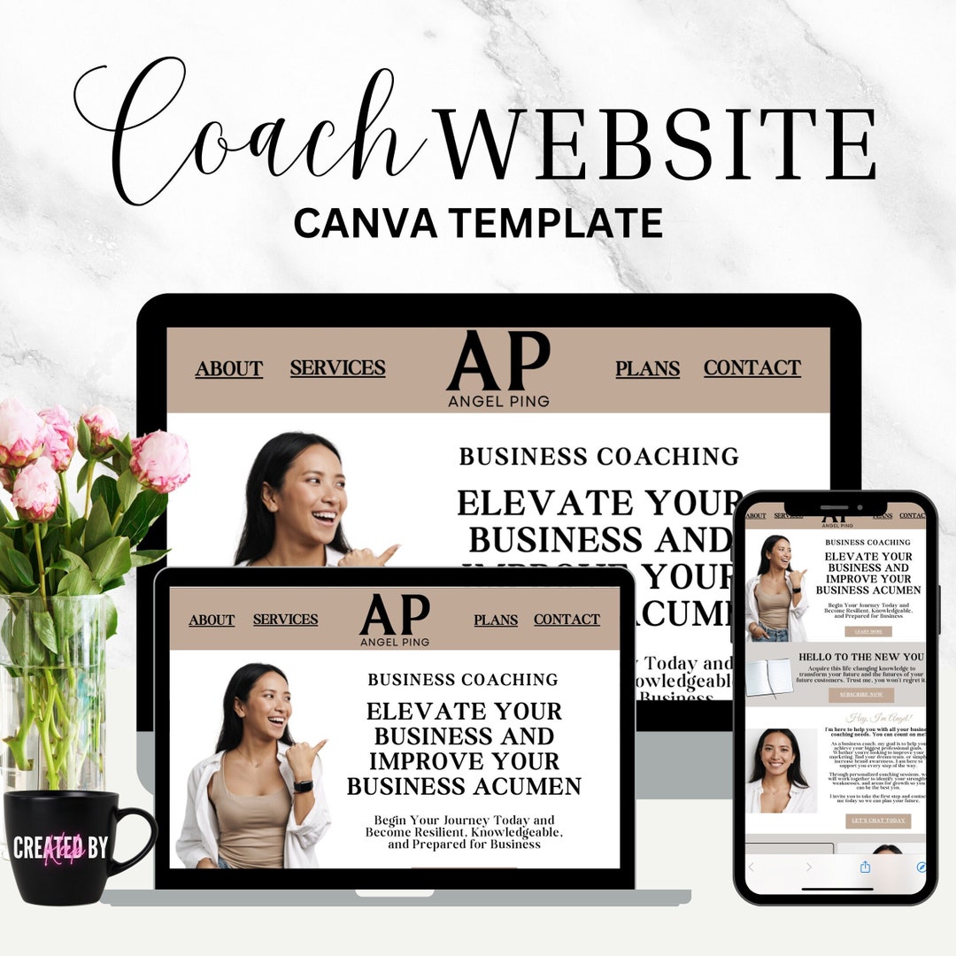 Coach Website Template, Website Template Canva, Canva Template, Website ...