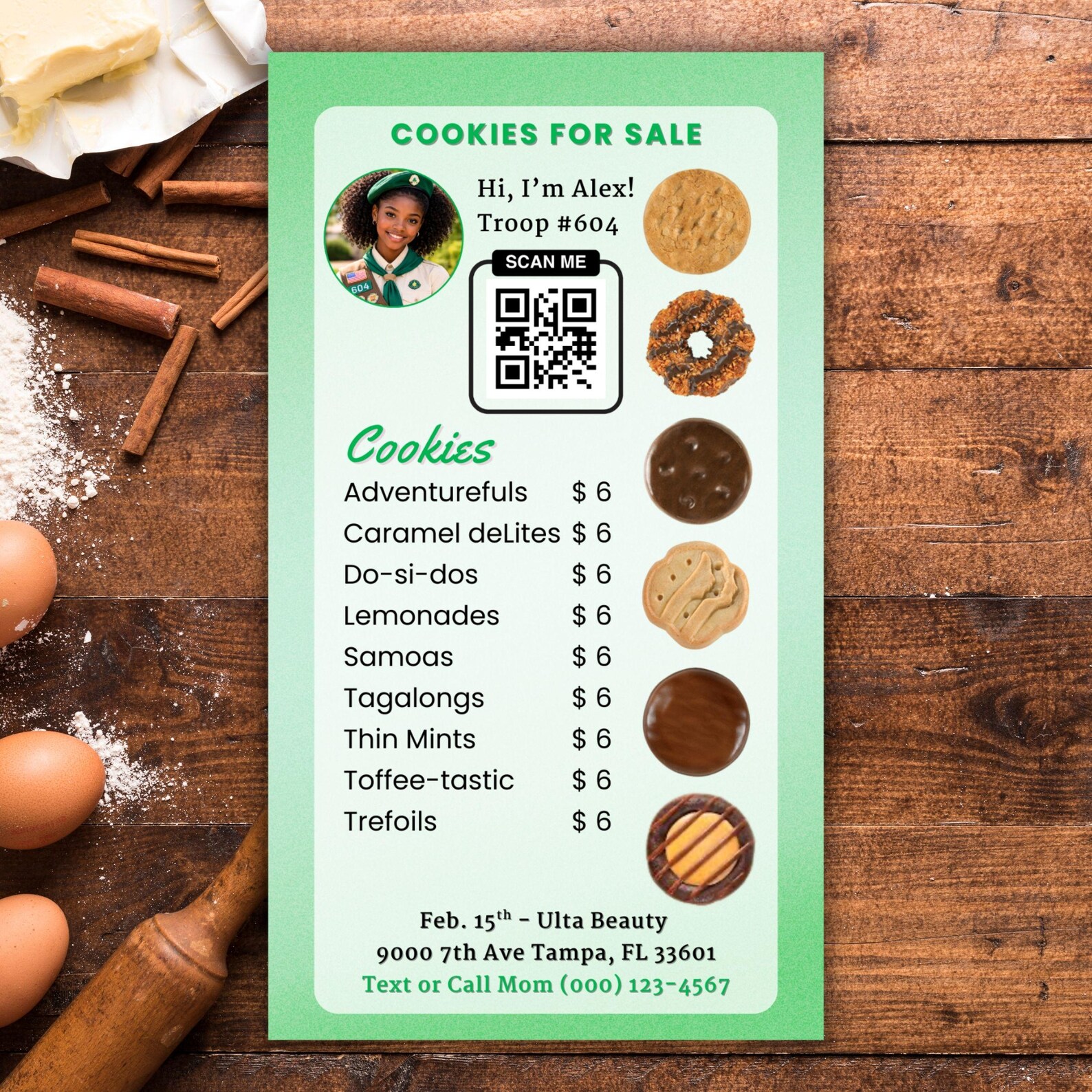Girl Scout Cookie Price List Template, Girl Scout Cookie Flyer, Canva ...