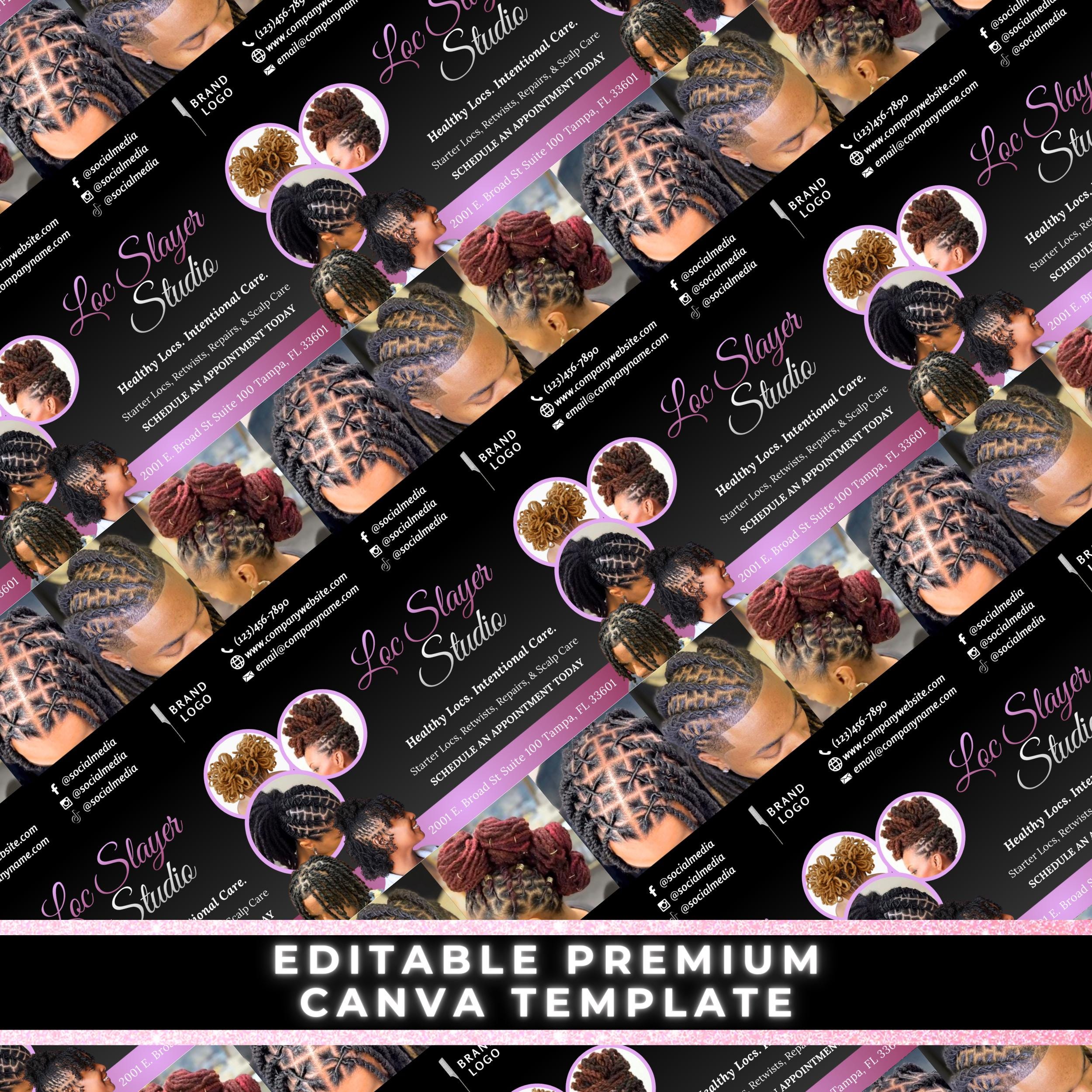 Loctician Business Card Template, Loctician Template, Locs Business ...