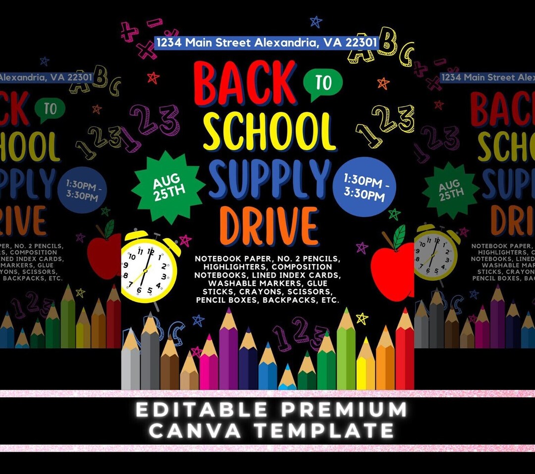 Back to School Flyer, Supply Drive Flyer, School Supplies, Premade ...