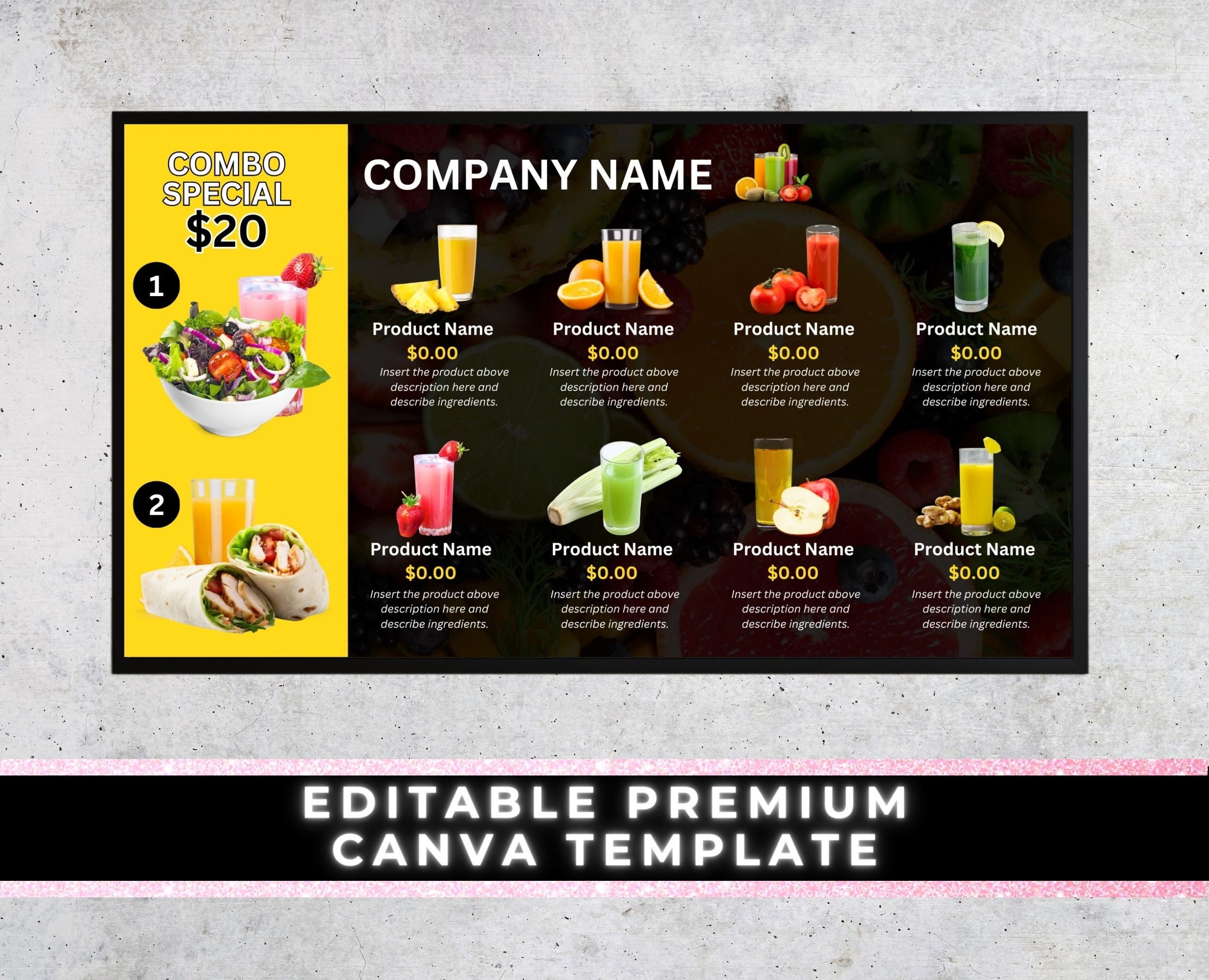 Juice Menu, Drink Menu Template, Bar Menu, Smoothie Menu, Juice Bar ...