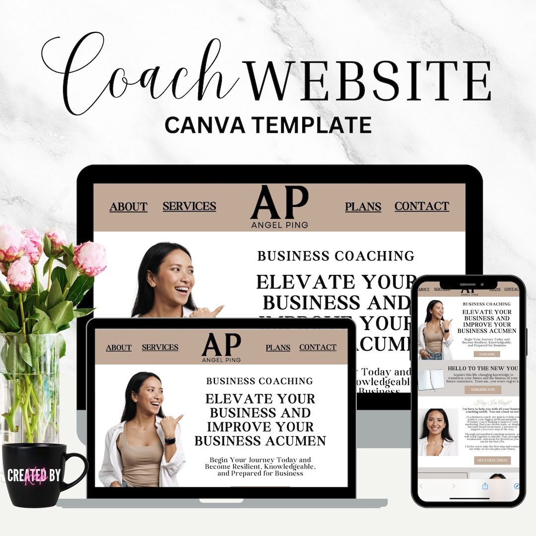 Coach Website Template, Website Template Canva, Canva Template, Website ...