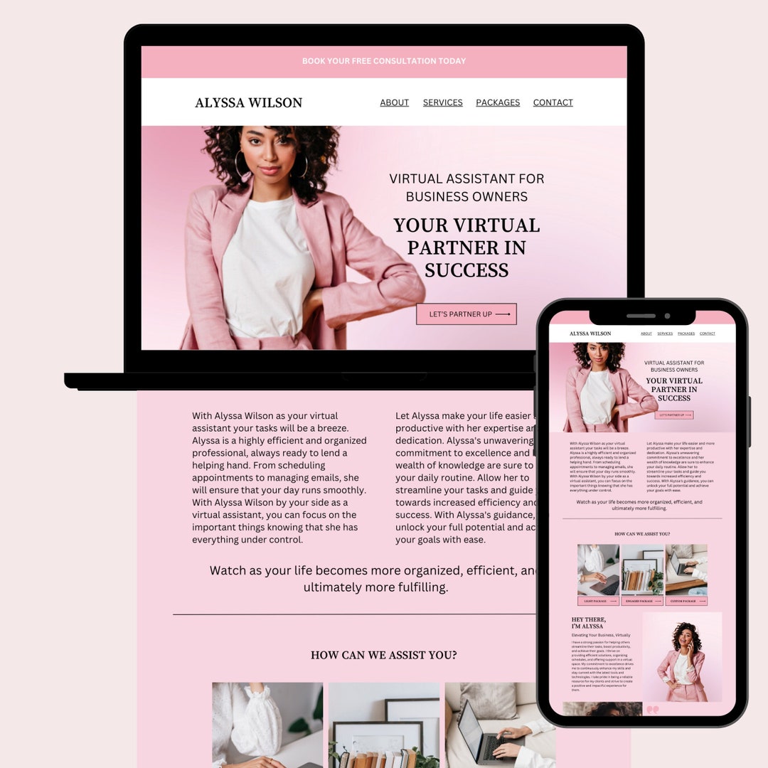 Virtual Assistant Website Canva Website Template, Marketing Agency ...
