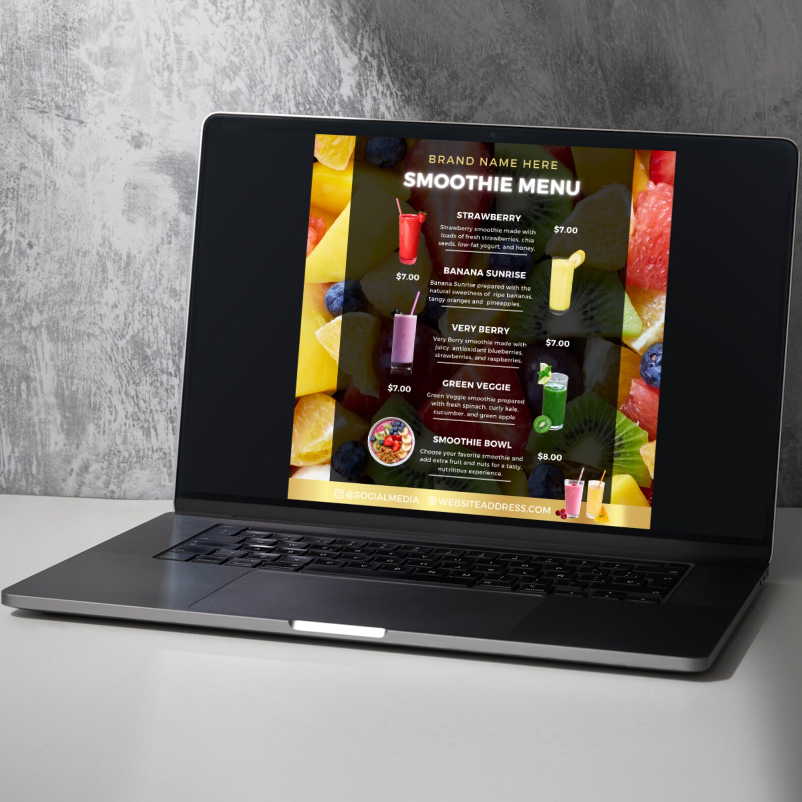 Smoothie Menu, Drinks Menu Template, Bar Menu, Canva Template ...