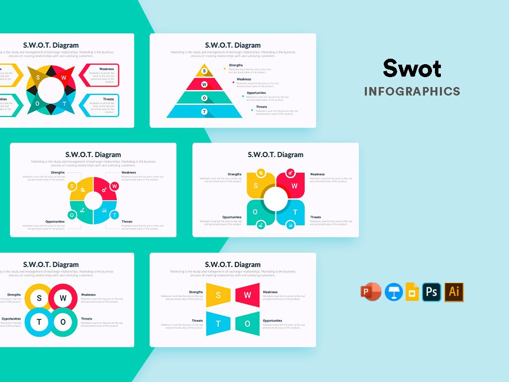 Infografía SWOT / Plantilla de PowerPoint / PPTX / Plantilla Keynote ...