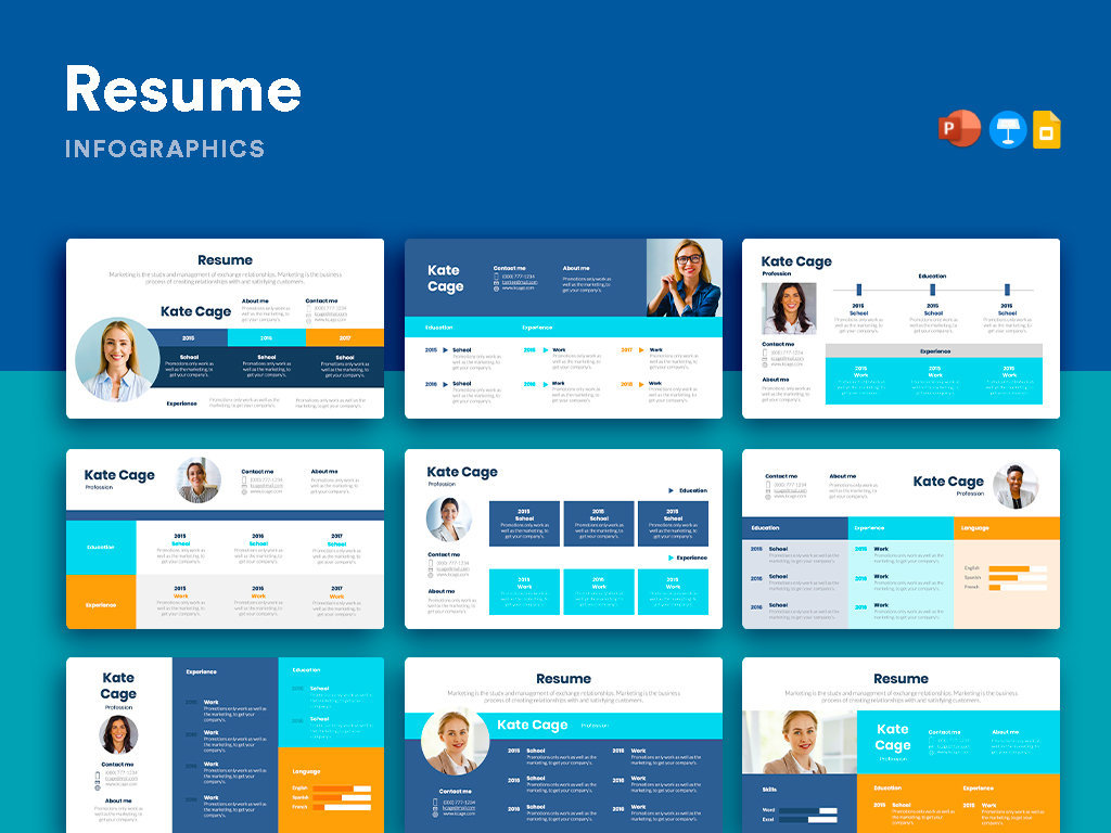 Resume Infographics Powerpoint Template PPTX Keynote Template Google ...