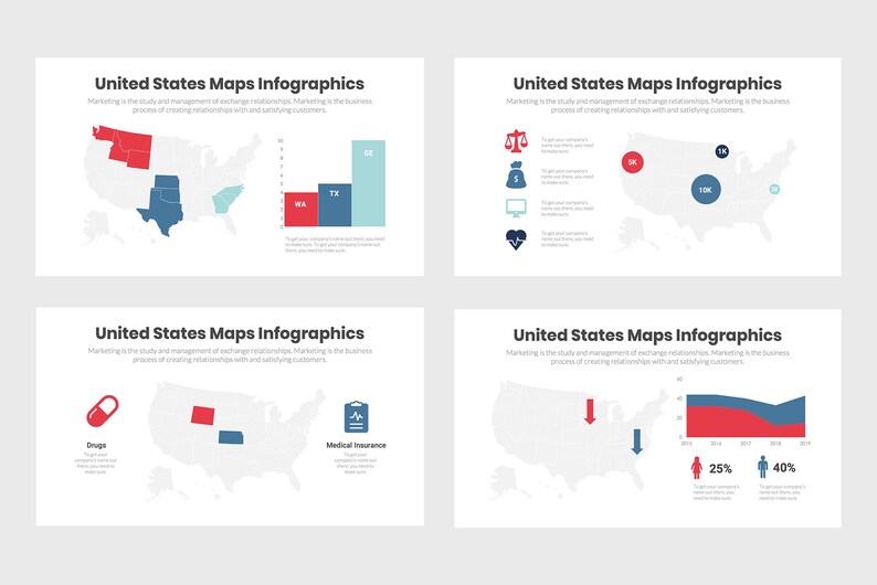 Infografías de mapas de Estados Unidos / Plantilla de PowerPoint / PPTX / Plantilla de Keynote ...